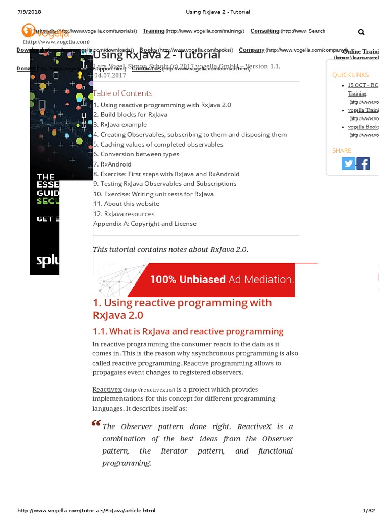 Using Rxjava 2 Tutorial Vogel Pdf Computing Information Age