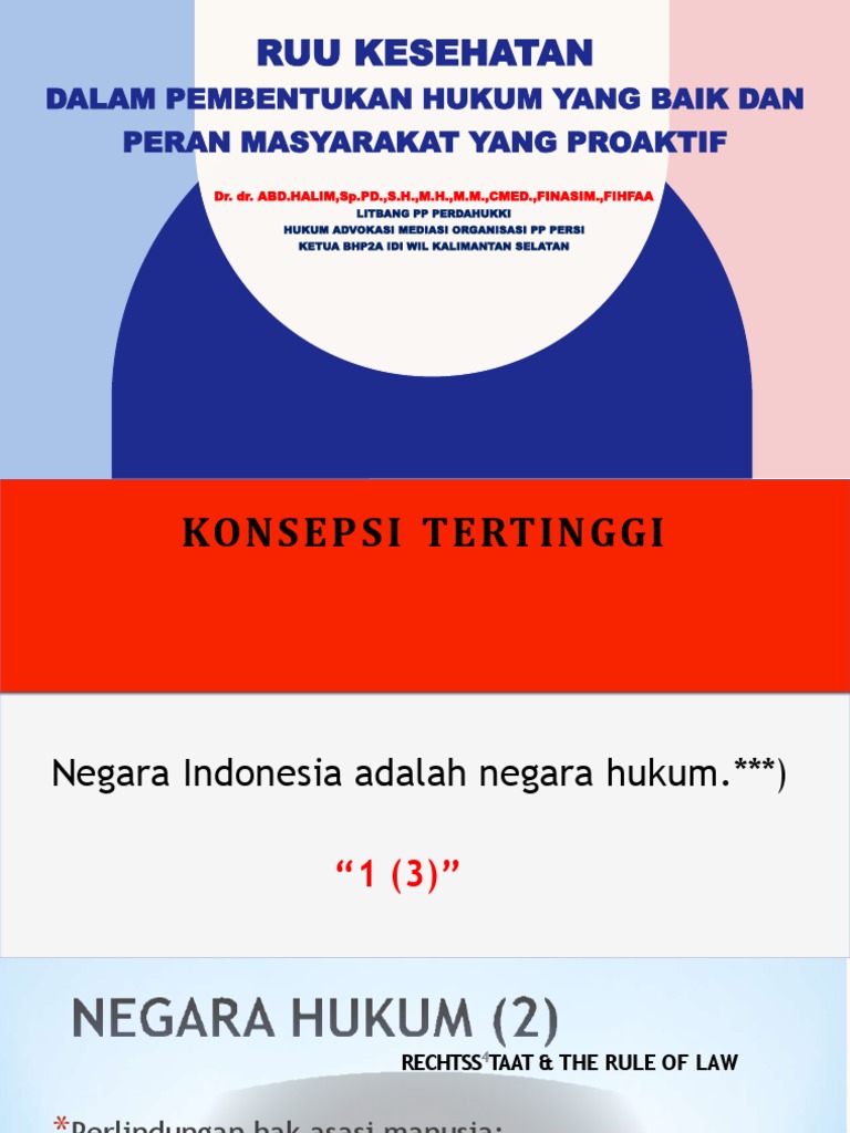 Ruu Kesehatan Dalam Pembentukan Hukum DR DR A Halim SPPD SH MH MM | PDF