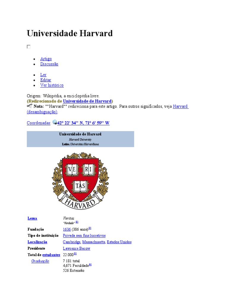 Universidade Harvard | PDF | Universidade de Harvard