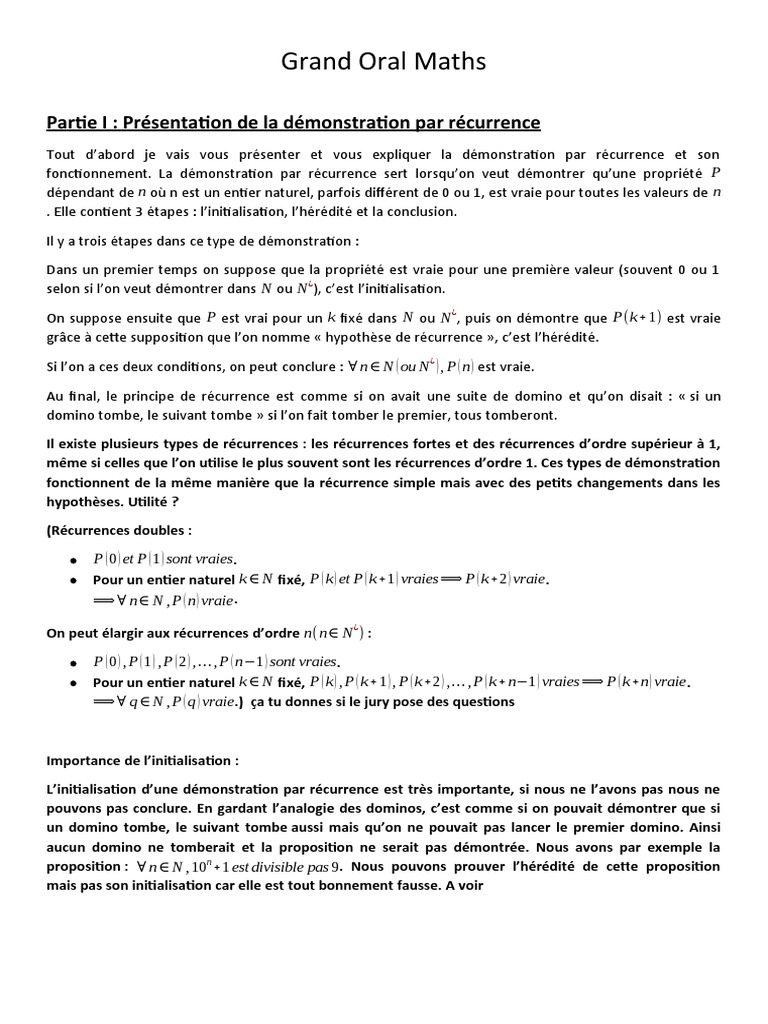 Grand Oral Maths | PDF | Ensemble (Mathématiques) | Preuve mathématique