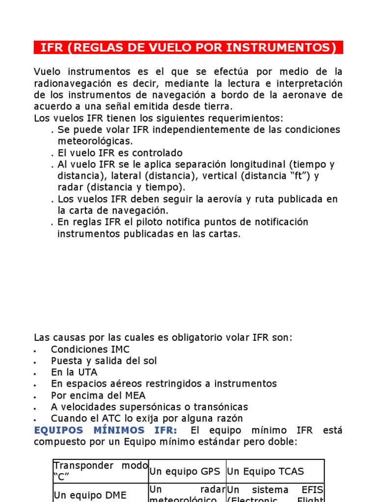 Requisitos y procedimientos para vuelos bajo reglas de vuelo por ... Requisitos y procedimientos para vuelos bajo reglas de vuelo por ...