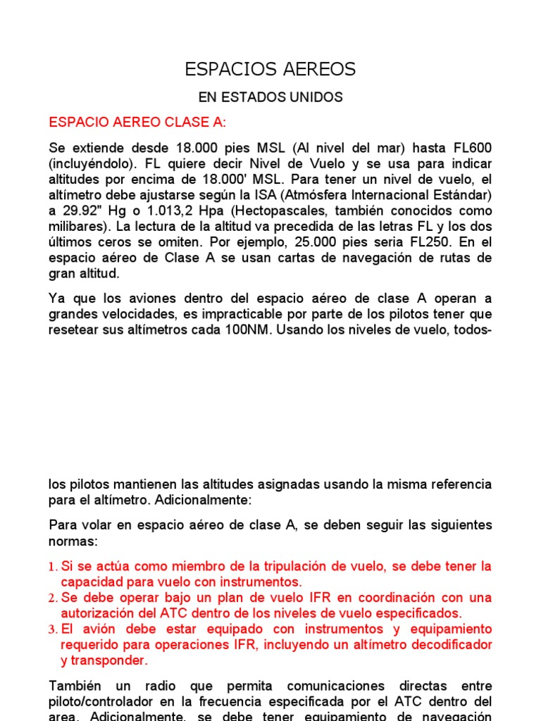 Clasificación del Espacio Aéreo en EE.UU. | PDF | Control de tráfico ...