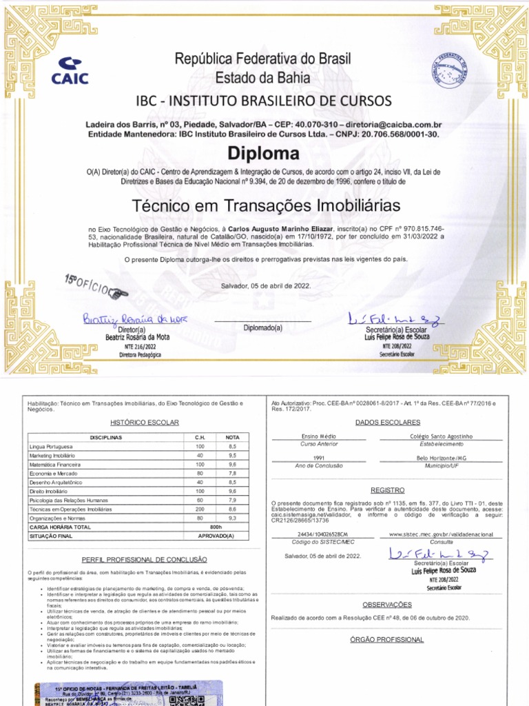 Carlos Augusto Marinho Eliazar Caic | PDF