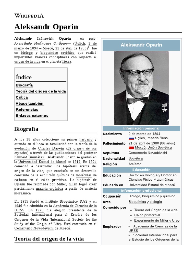 Aleksandr Oparin | PDF | Química | Naturaleza