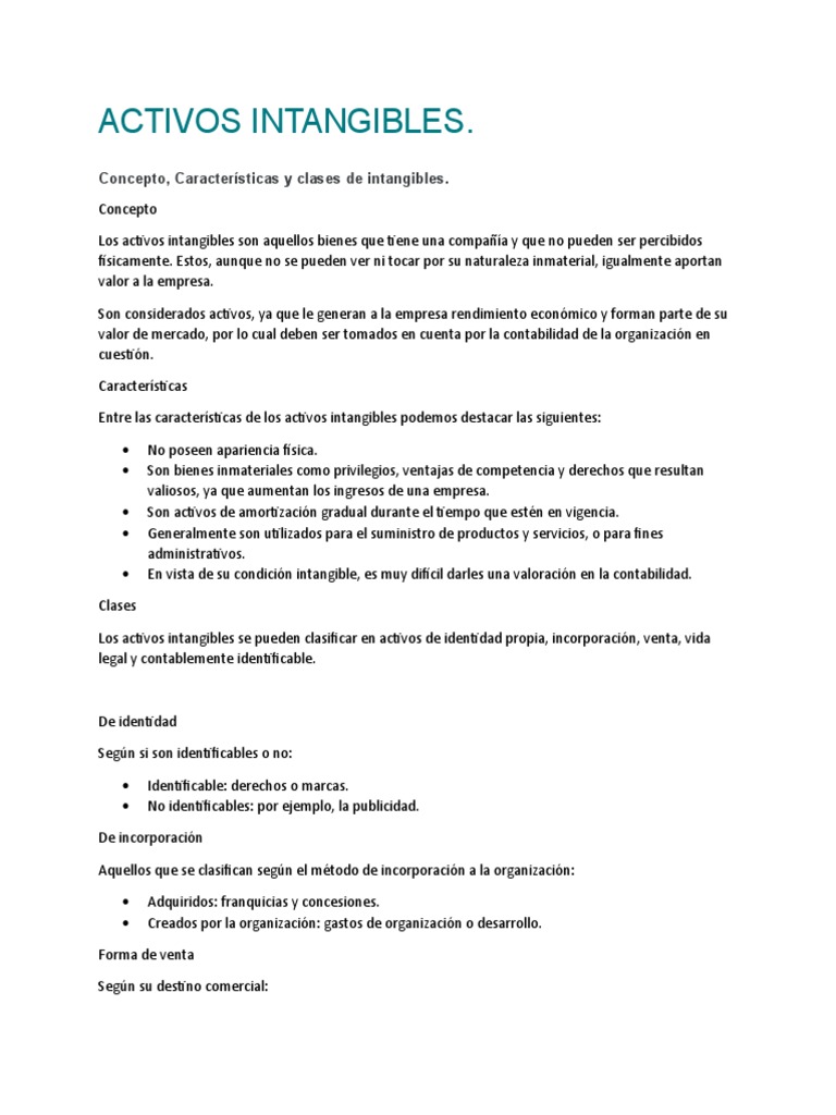 Activos Intangibles | PDF | Activo intangible | Contabilidad