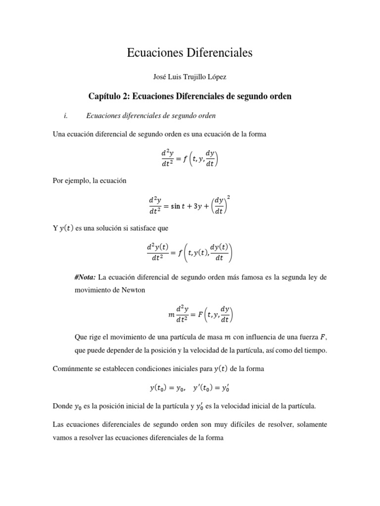 Ecuaciones Diferenciales 2º Orden | PDF | Ecuaciones | Ecuaciones diferenciales
