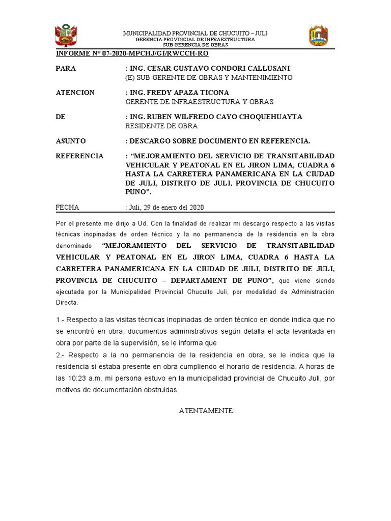 Informe de Descargo | PDF