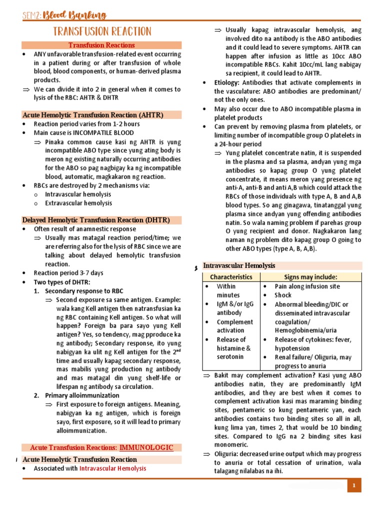 Transfusion Reaction | PDF | Blood Transfusion | Blood Type