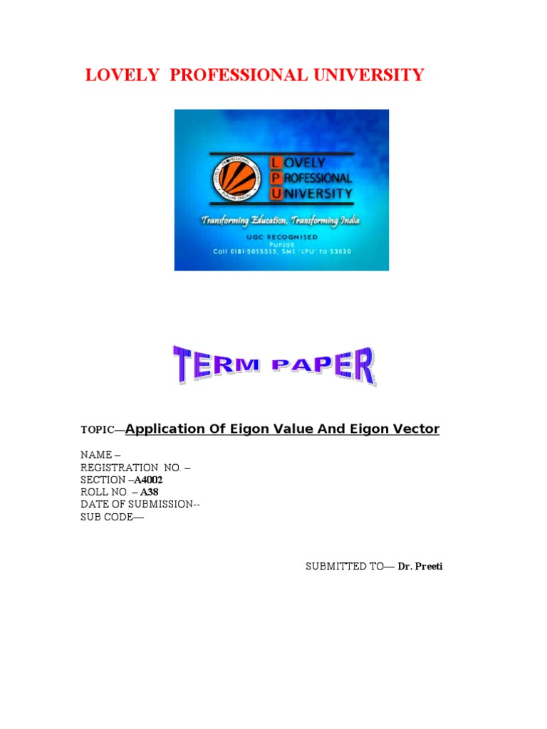 Application Of Eigen Value N Eigen Vector Pdf Eigenvalues And