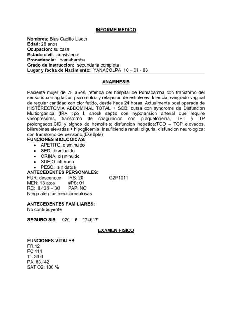 Informe Medico | Anatomía | Medicina