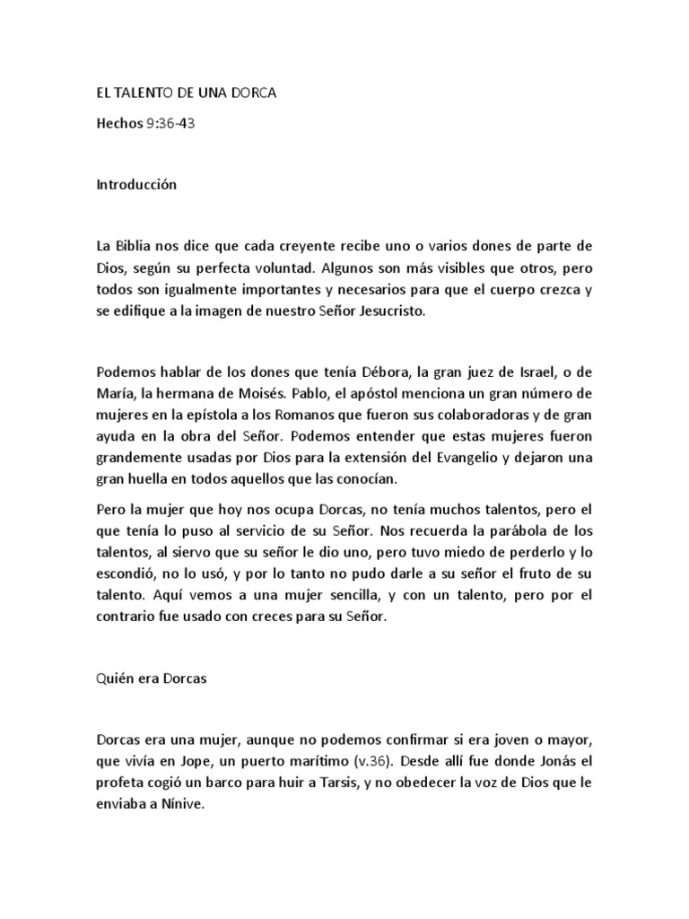El Talento de Una Dorca | PDF | Jesús | Buen trabajo El Talento de Una Dorca | PDF | Jesús | Buen trabajo