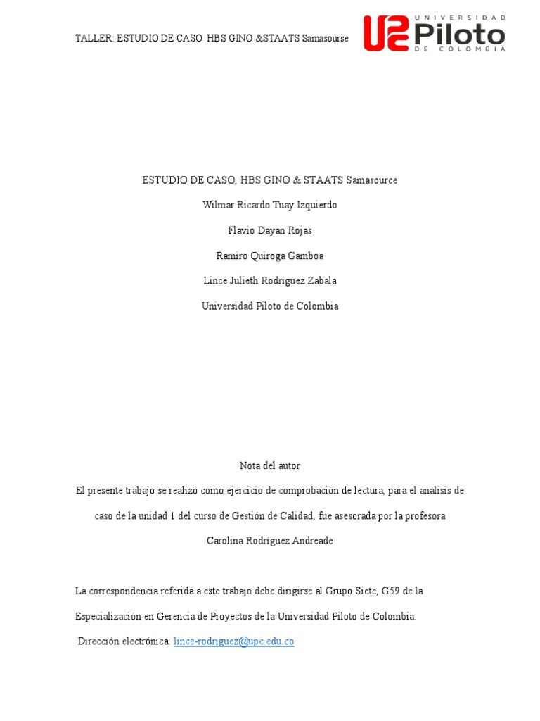 Grupo 7 Taller 1 Estudio de Caso Samasource | PDF | Calidad (comercial ...