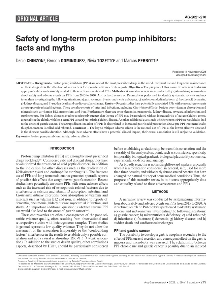 Safety of Long-Term Proton Pump Inhibitors - Facts and Myths | PDF | Medical Specialties ...