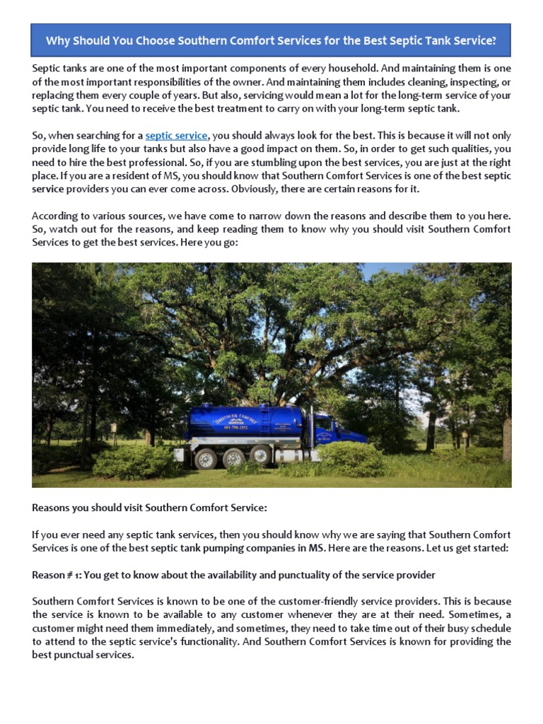 Why Should You Choose Southern Comfort Services For The Best Septic ...