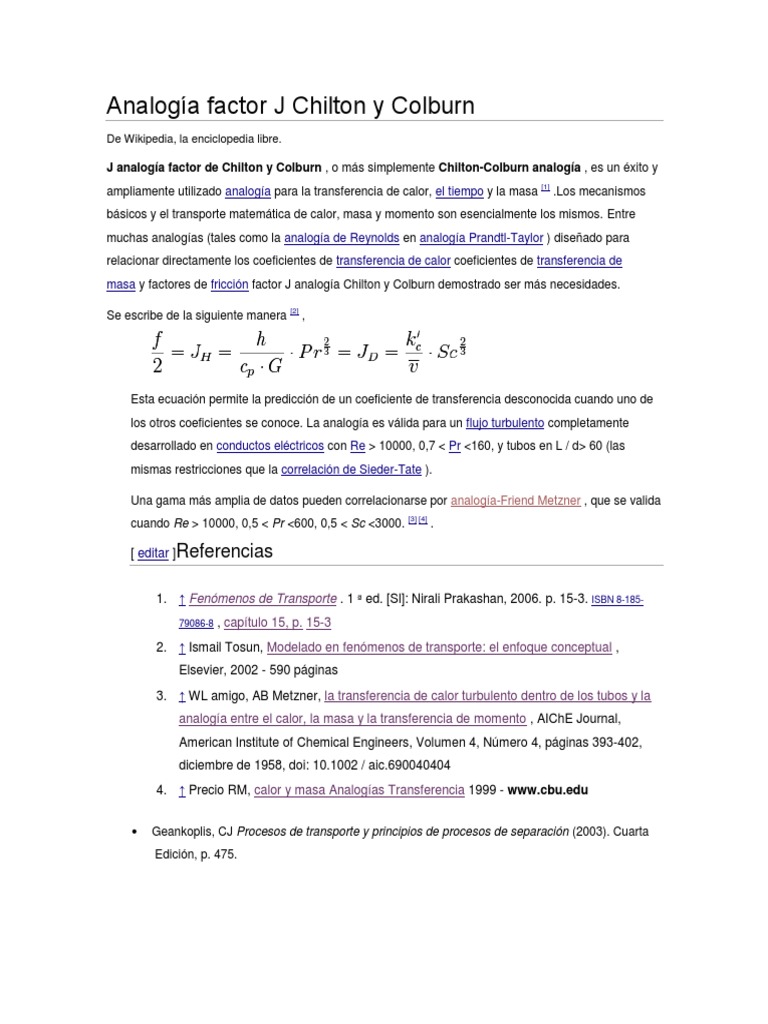 Analogia Factor J Chilton y Colburn | PDF