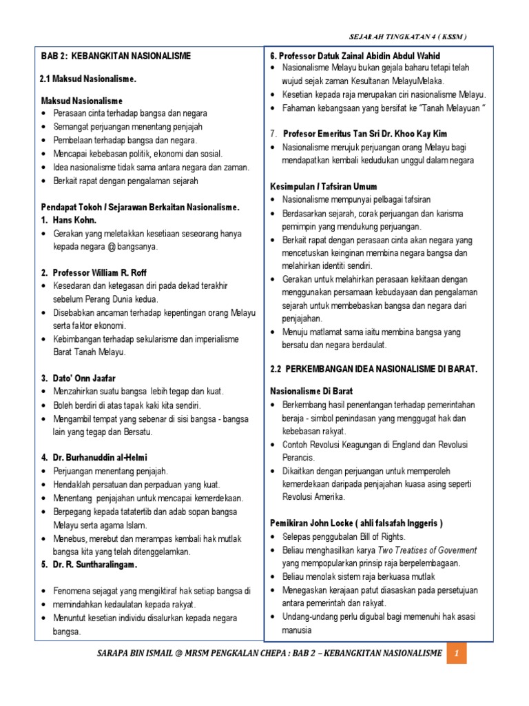 Nota F4 KSSM Bab 2 | PDF