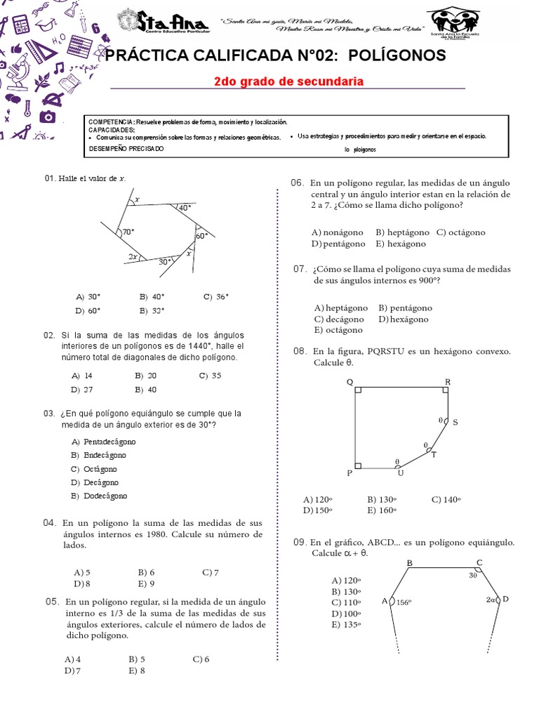 PRÁCTICA CALIFICADA N°01 - Poligonos | PDF | Geometría | Formas geométricas