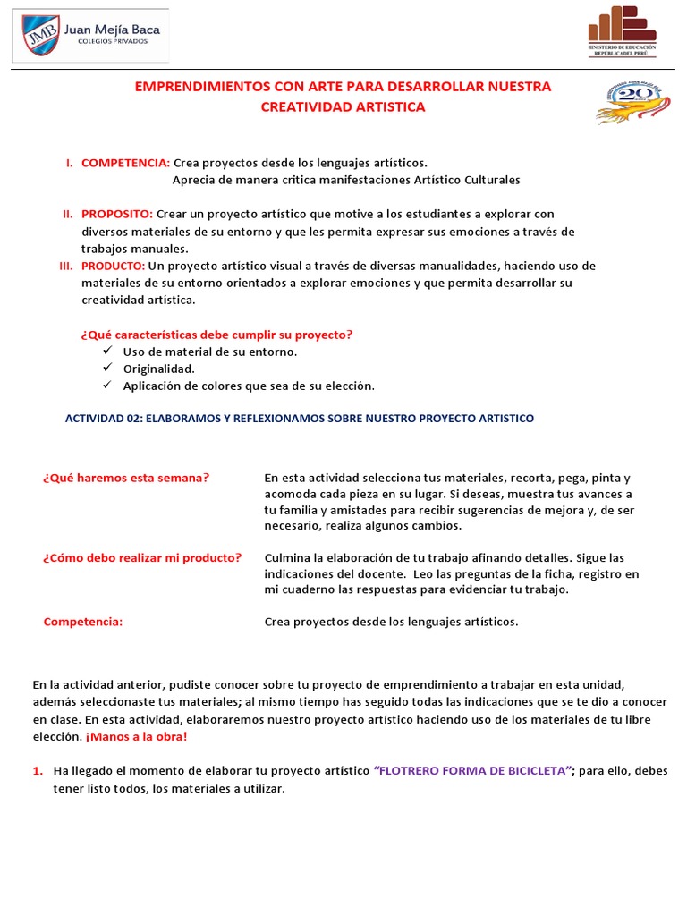 Elaboramos y Reflexionamos Sobre Nuestro Proyecto Artistico | PDF ...