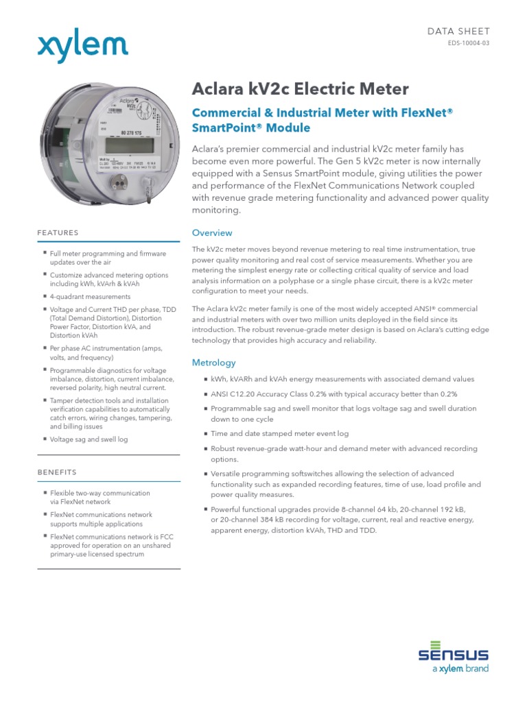 Aclara kV2c Data Sheet | PDF | Physical Quantities | Manufactured Goods