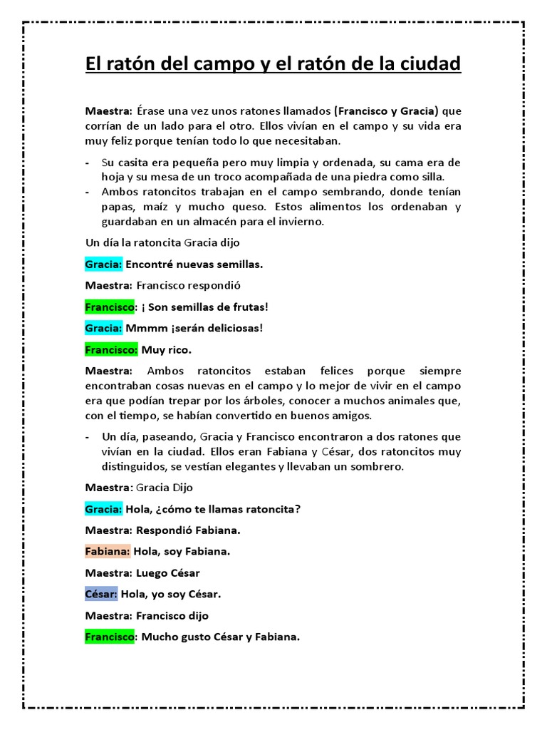 Ratón de campo y ratón de ciudad | PDF