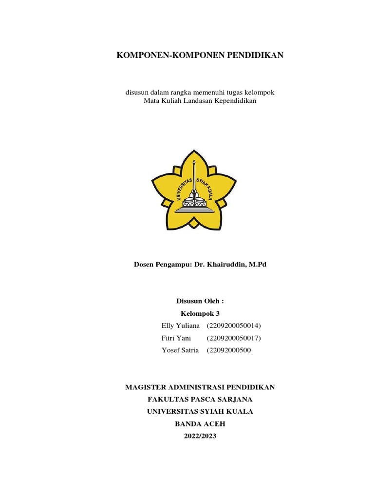 Makalah Kelompok 3 Komponen-Komponen Pendidikan | PDF