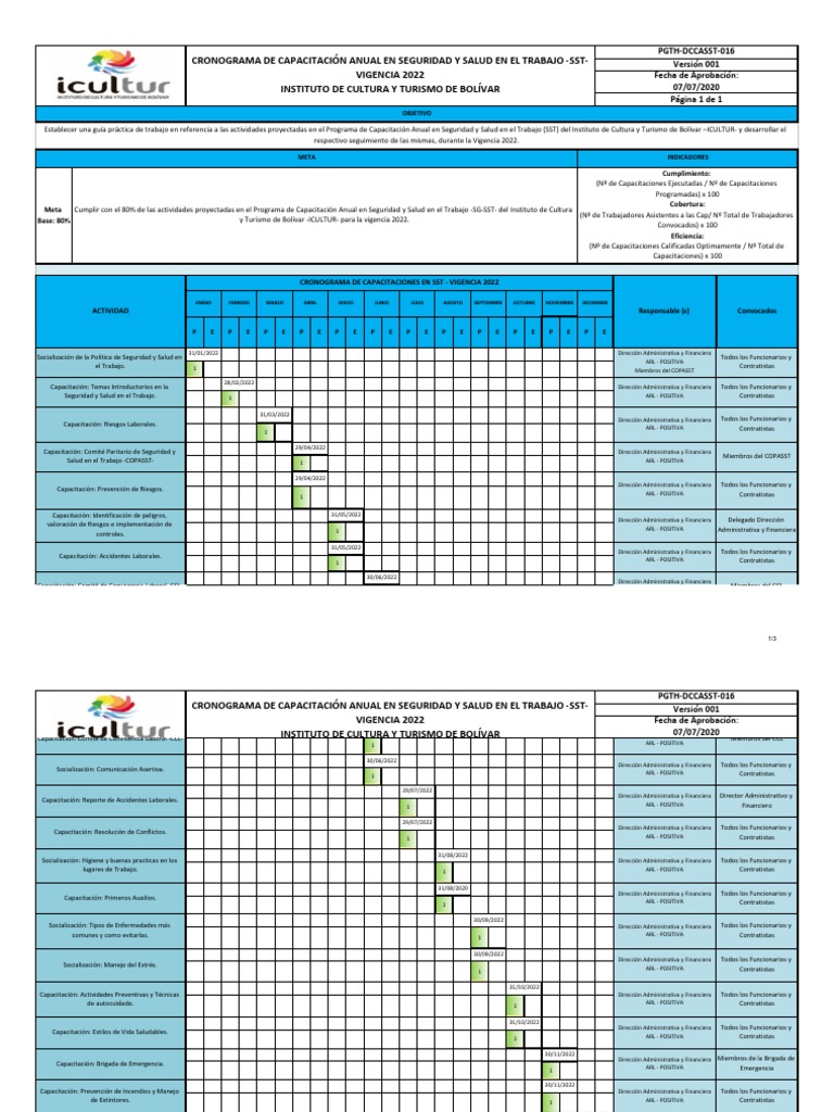 Cronograma de Capacitacion SG SST 2022 1 | PDF | Ciencias de la Salud