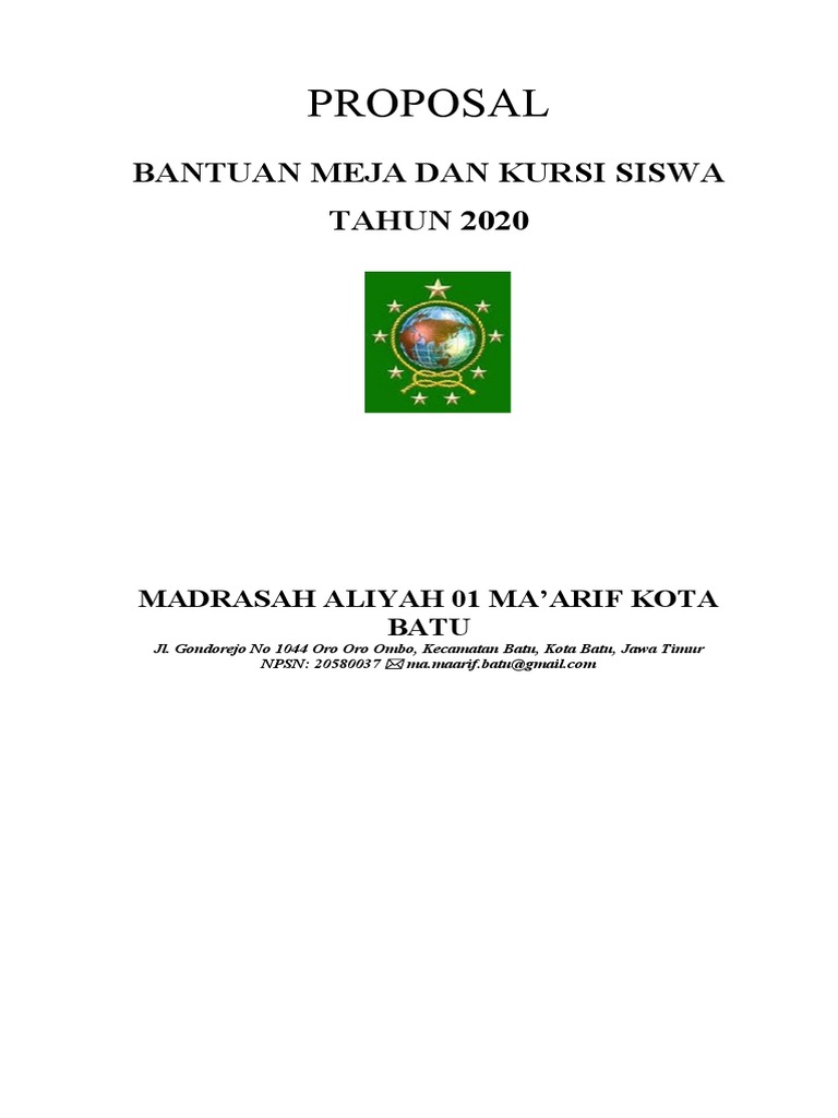 Proposal Bantuan Meja Kursi 2020 | PDF
