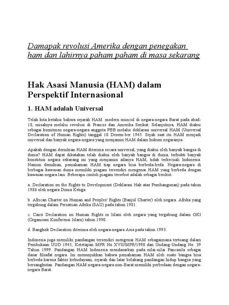Damapak Revolusi Amerika Dengan Penegakan Ham Dan Lahirnya Paham Paham ...