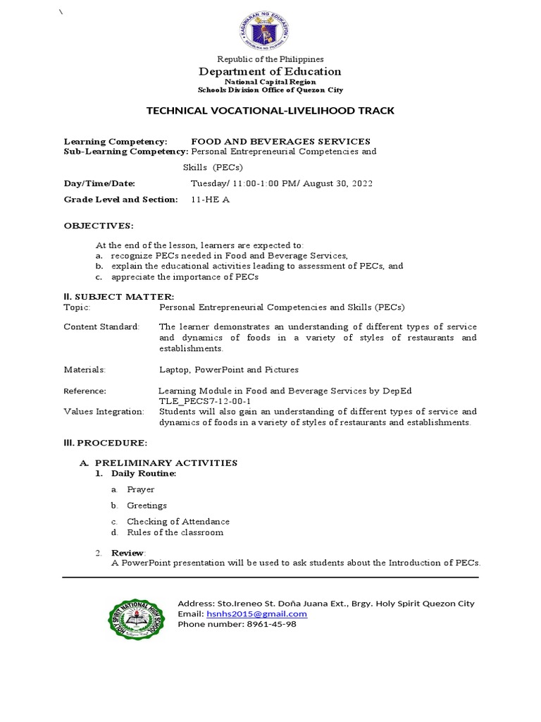 LESSON PLAN FOR FBS MODULE 1 Day 1 PECS | Download Free PDF ...