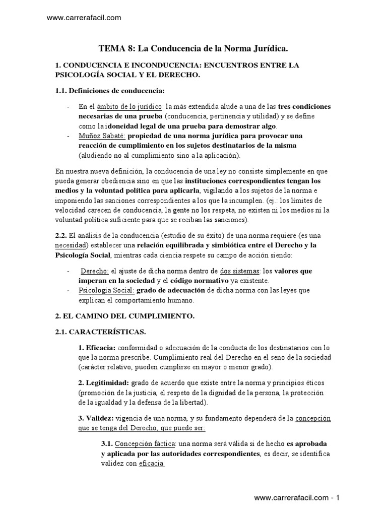 TEMA 8 - La Conducencia de La Norma Jurídica. | PDF | Justicia | Crimen ...