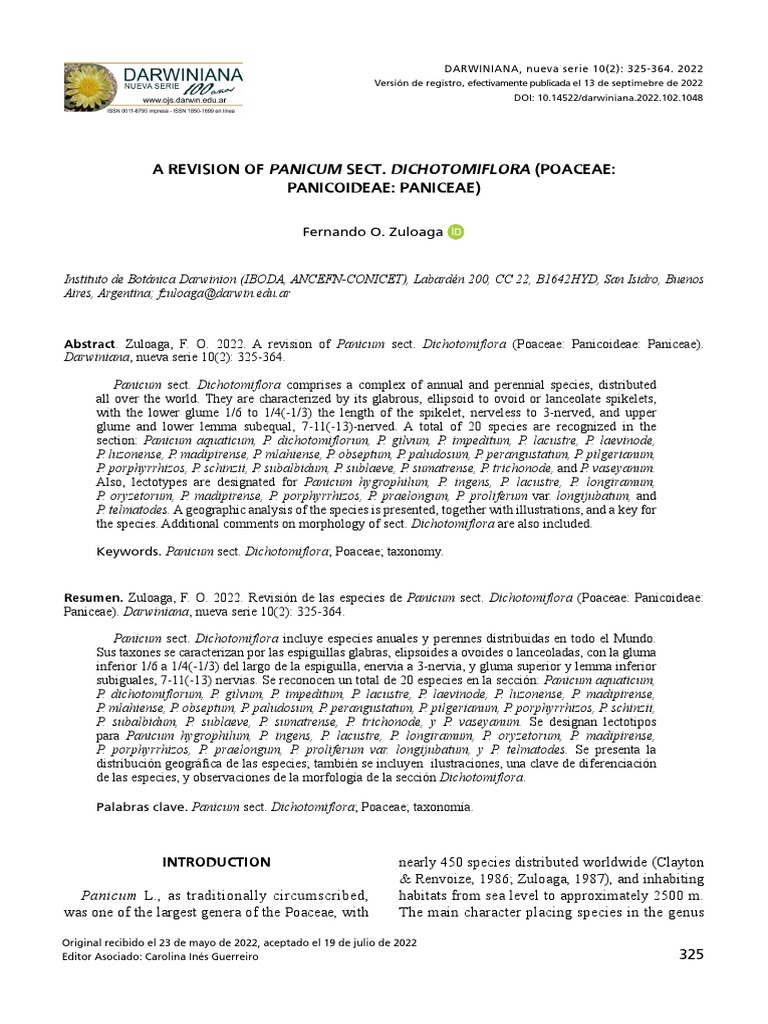 A Revision of Panicum Sect. Dichotomomiflora (Poaceae - Panicoideae ...