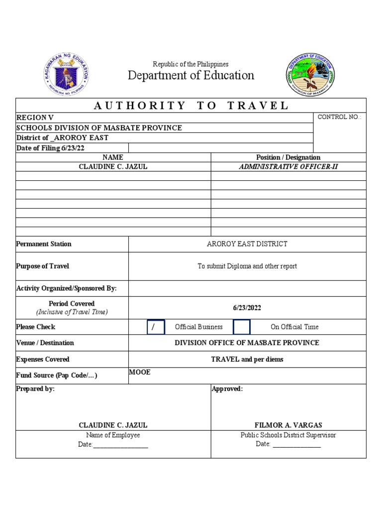 Travel Order | PDF