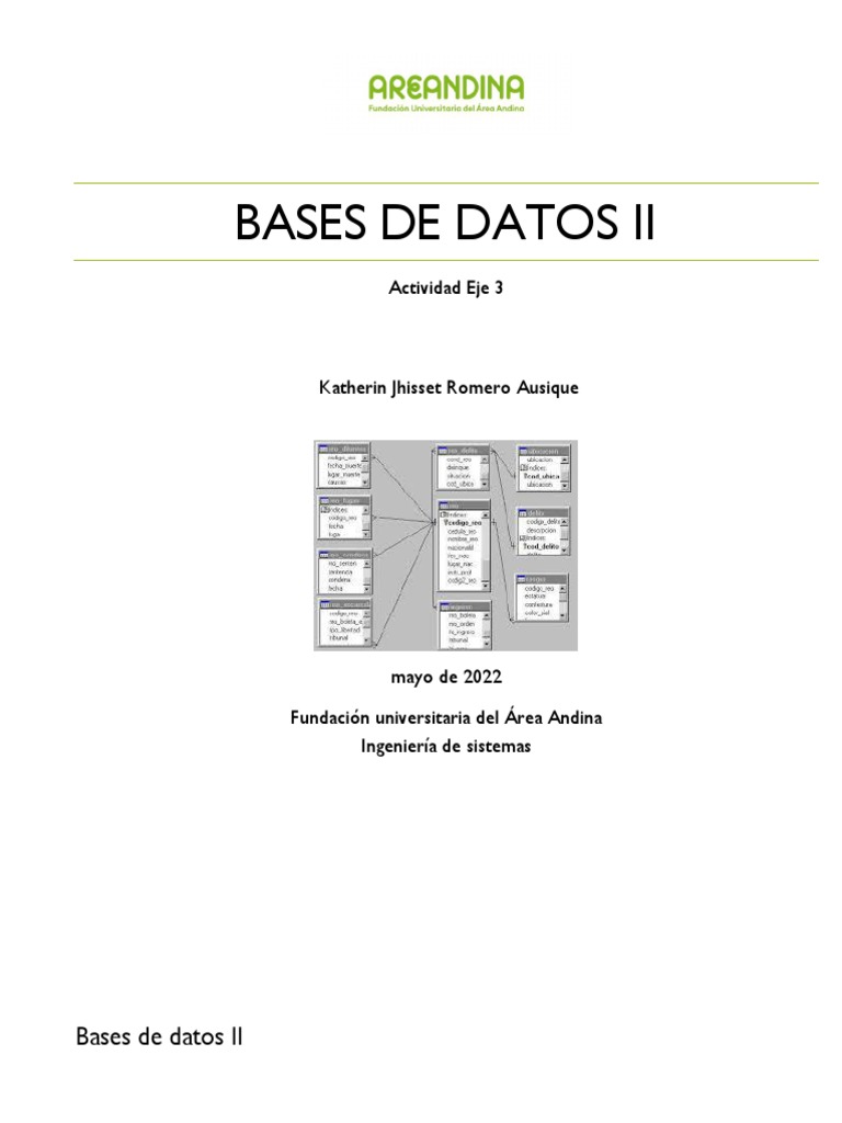 Actividad Eje 3 Base de Datos II | PDF | Base de datos relacional | Bases de datos