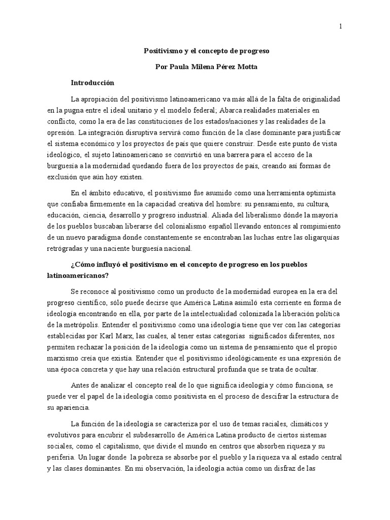 Positivismo y El Concepto de Progreso | PDF | Ideologías | Positivismo