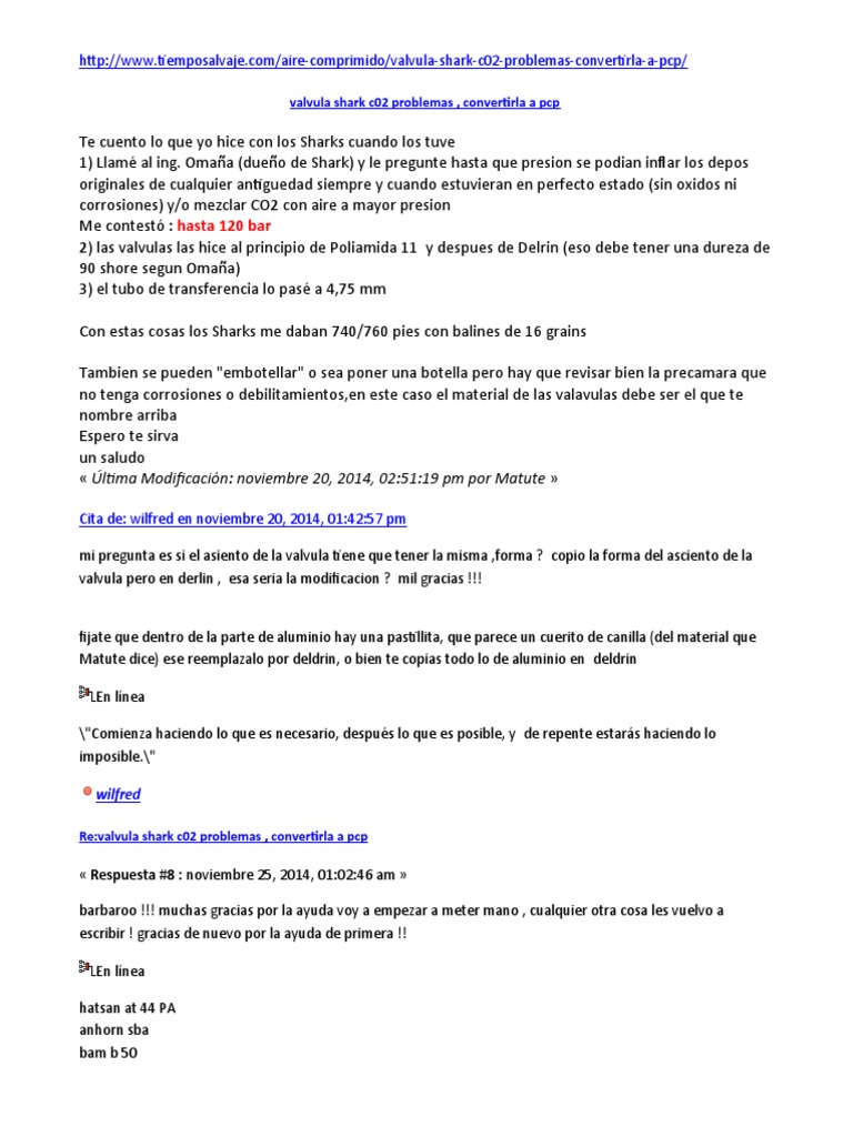 Valvula Shark c02 Problemas, Convertirla A PCP | PDF | Cocina, comidas ...