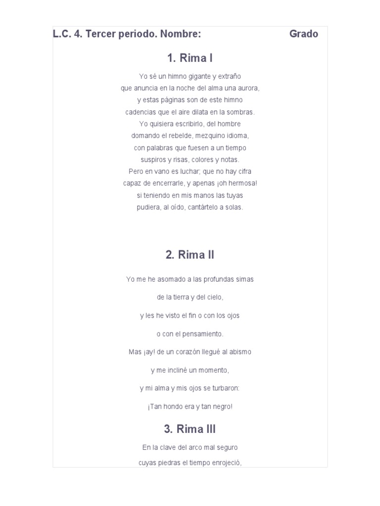 Gustavo Adolfo Bécquer. Rimas 1 | PDF