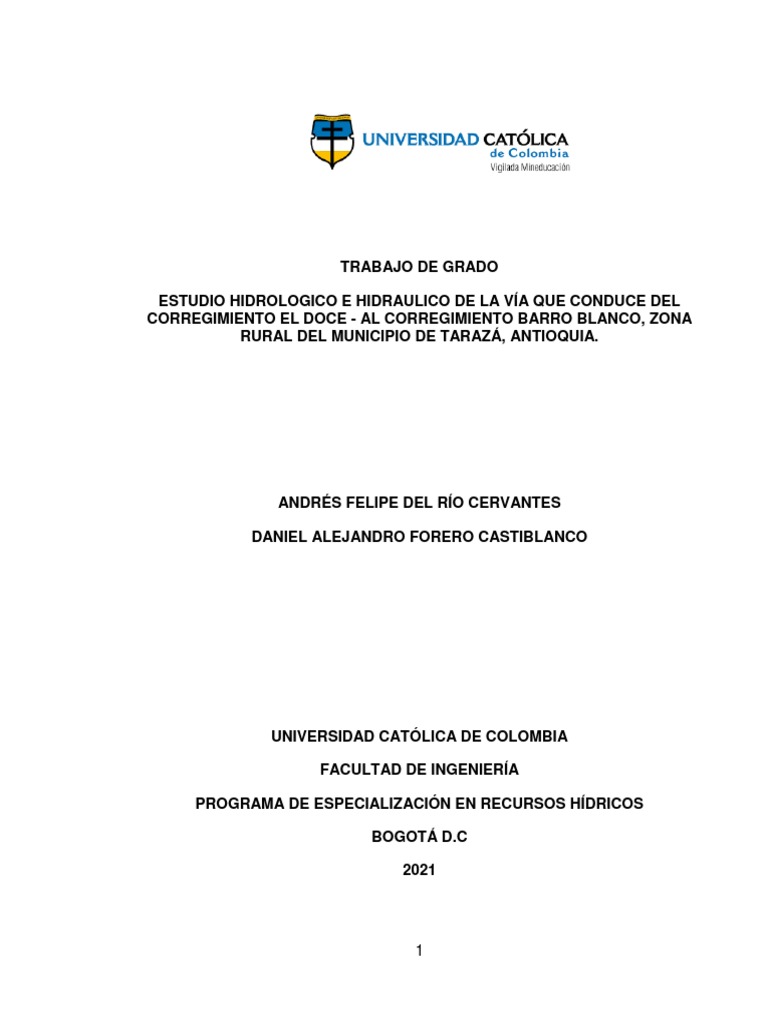 Trabajo de Grado - Taraza-Andres Del Rio-Daniel Forero | PDF | Precipitación | Clima