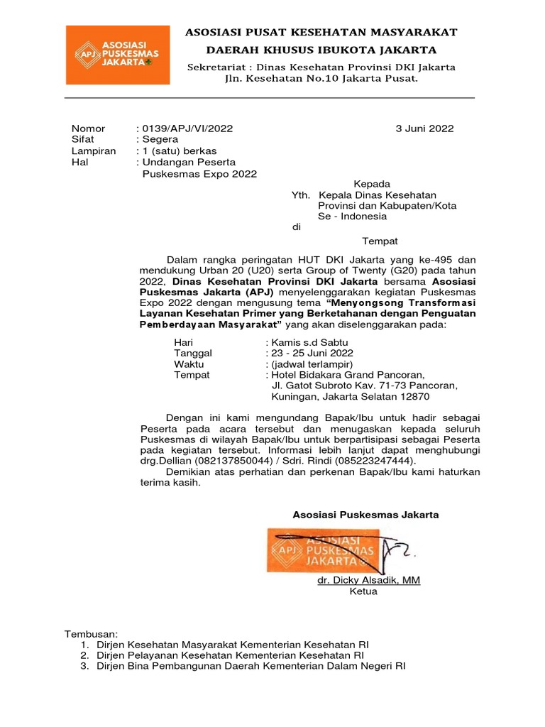 Undangan Peserta - Kadinkes Prov & Kab Kota | PDF