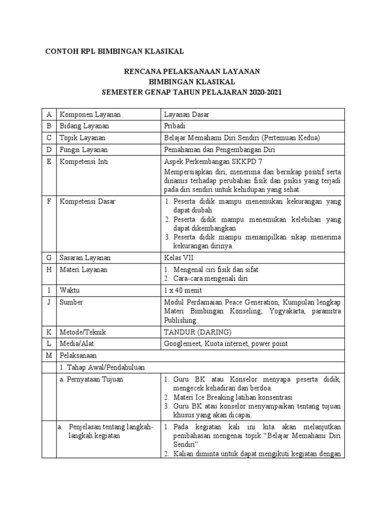RPL Bimbingan Klasikal | PDF