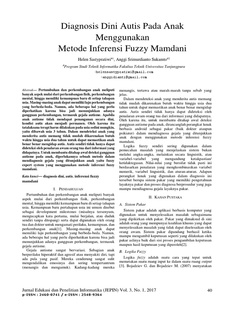 Diagnosis Dini Autis Pada Anak Menggunakan Metode | PDF