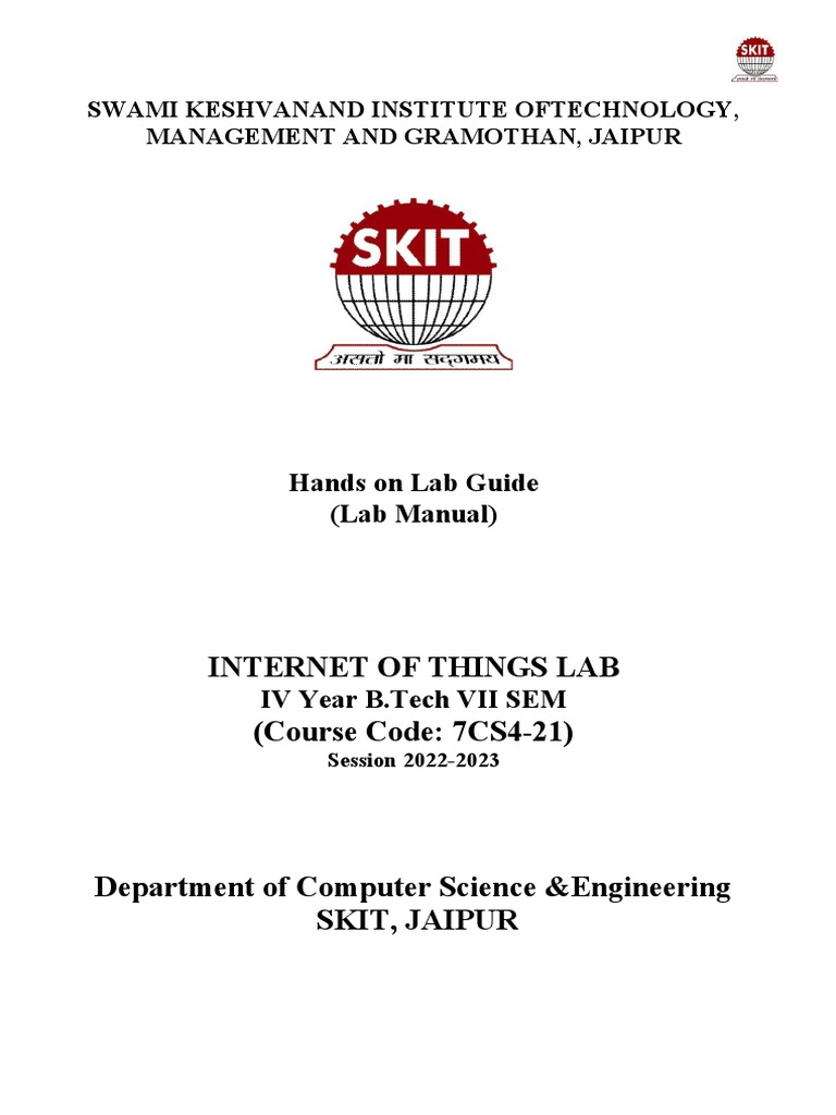 7CS4-21 IoT Lab Manual | PDF | Arduino | Microcontroller