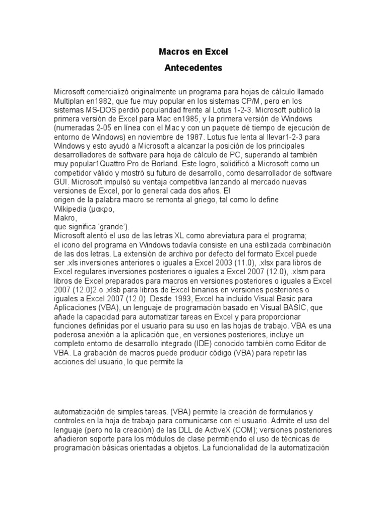 Macros | PDF | Microsoft Excel | Informática