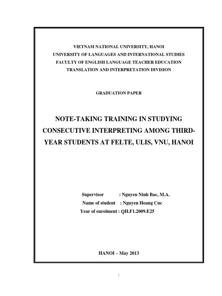 (123doc) Note Taking Training in Studying Consecutive Interpreting Among Third Year Students at ...