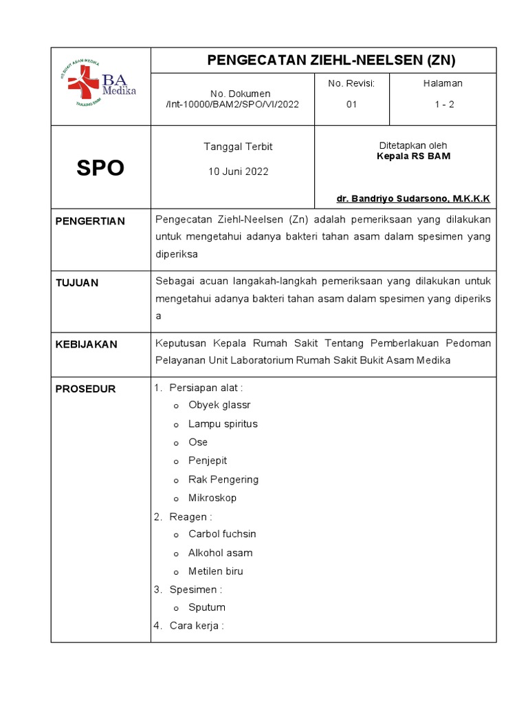 Pengecatan Ziehl-Neelsen (ZN) | PDF