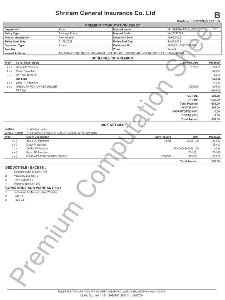 Prem Comp 1235520220220919164811 | PDF | Insurance | Corporate Governance