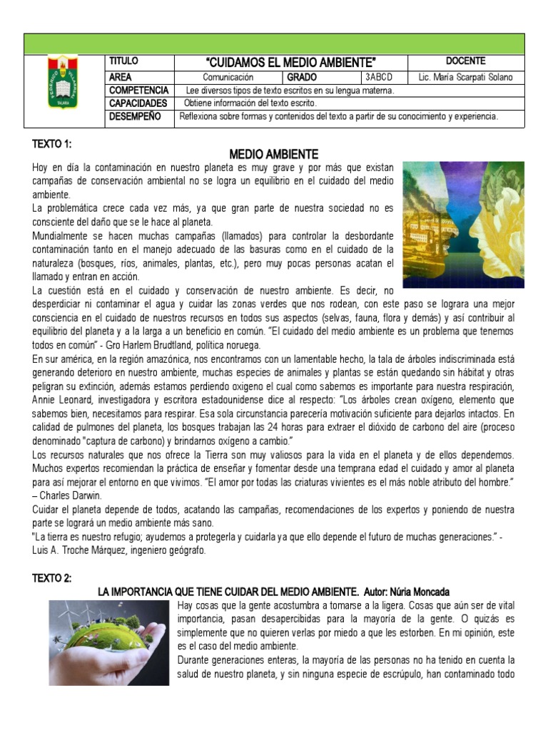 Cuidamos El Medio Ambiente Pdf Contaminación Entorno Natural