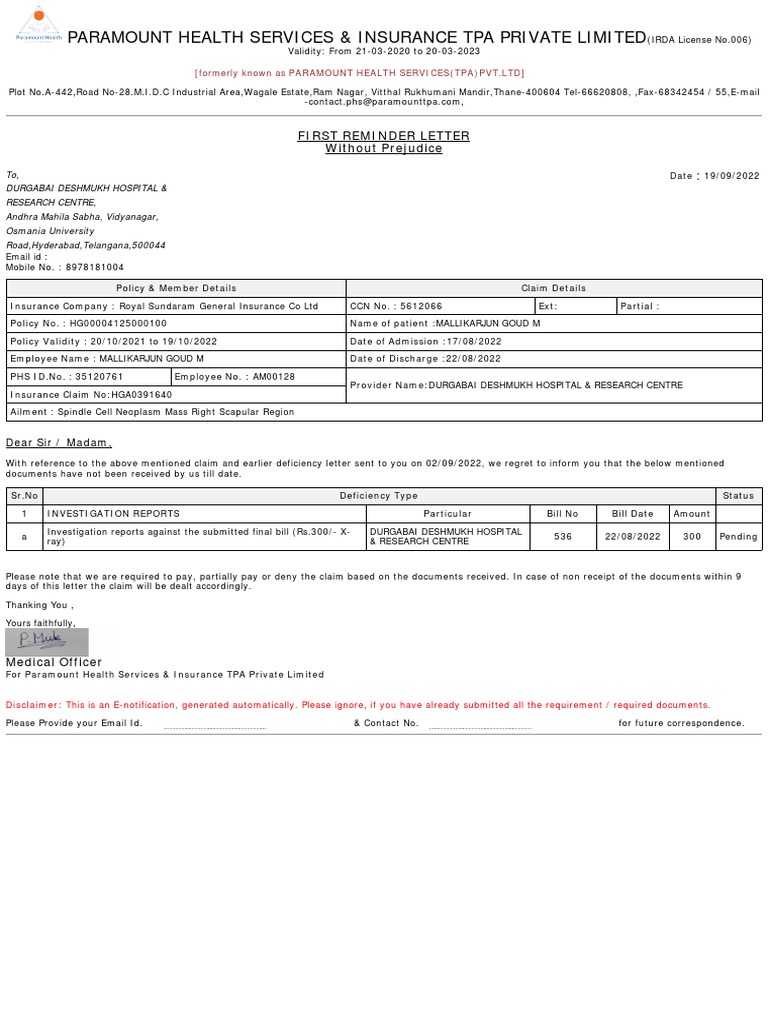 Paramount Health Services & Insurance Tpa Private Limited: First ...