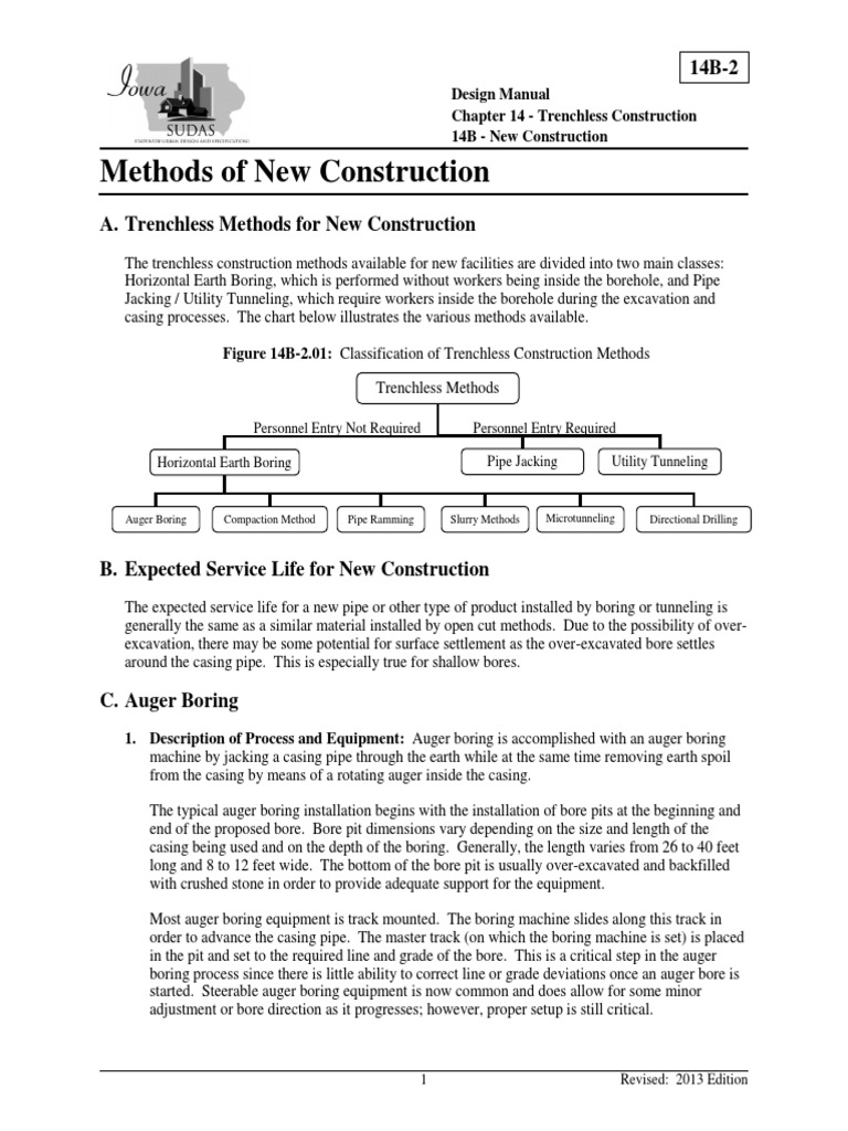 Methods of New Construction: Design Manual Chapter 14 - Trenchless ...