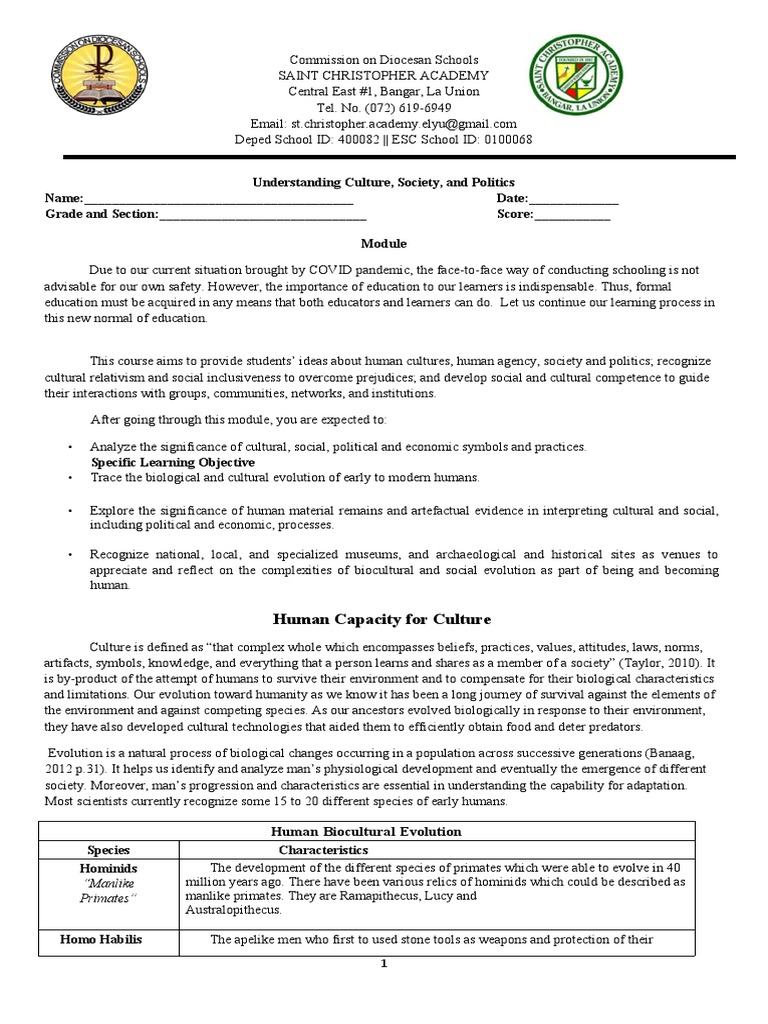 UCSP Module 5 | PDF | Cultural Heritage | Society