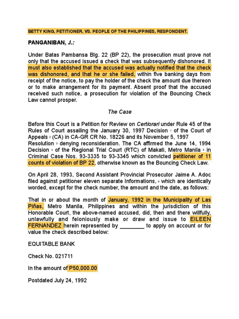 BP22 Cases | PDF | Evidence (Law) | Cheque